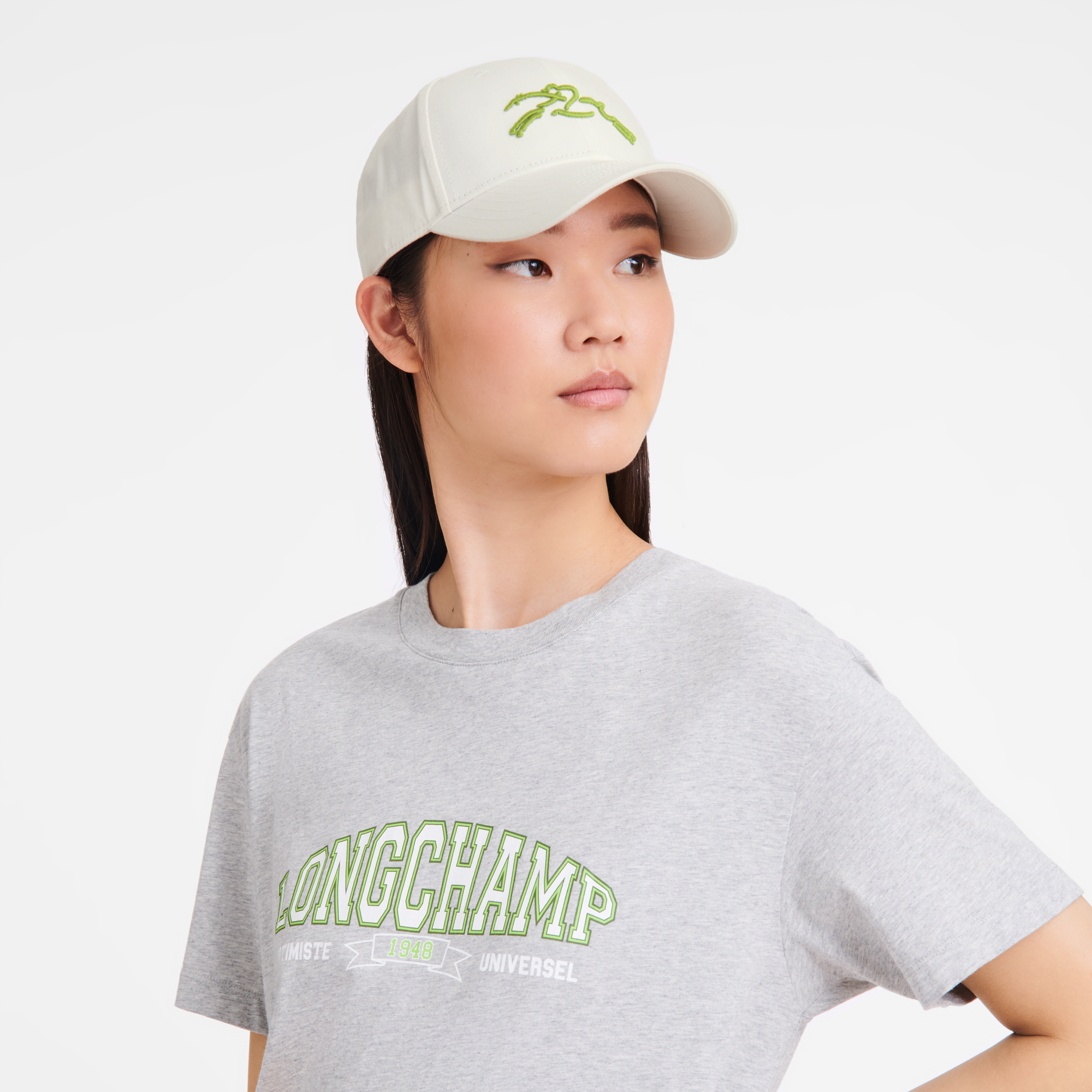 Gorra color liso Algodón orgánico - Blanco | Longchamp ES