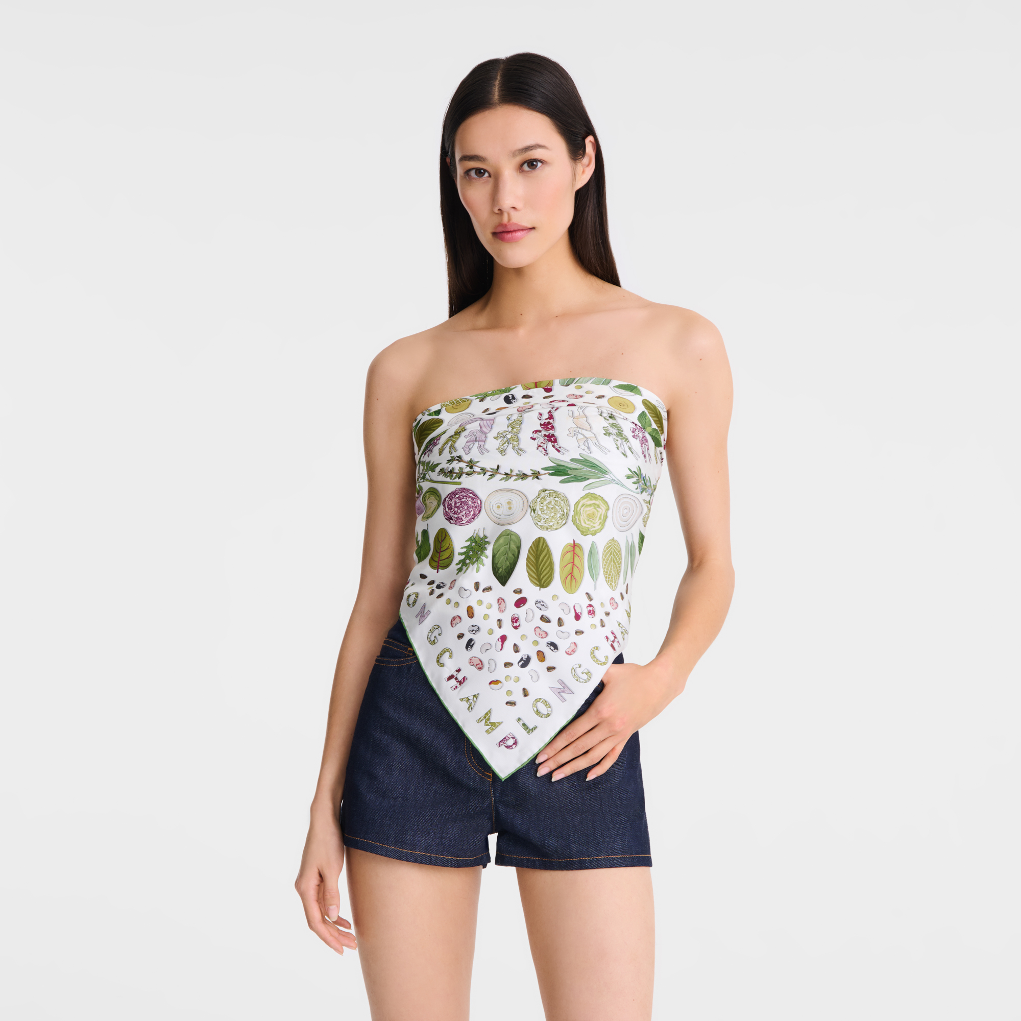 Longchamp Herbarium Silk scarf 90 Kiwi Green - OTHER | Longchamp MY