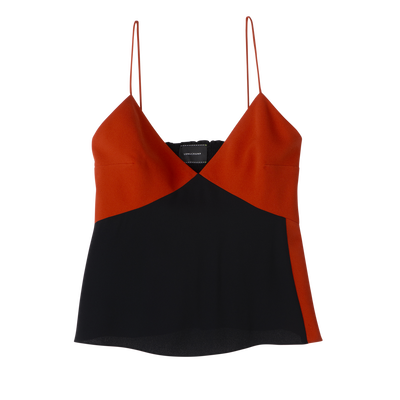 Thin strap top Paprika/Black - Fluid crepe | Longchamp IN