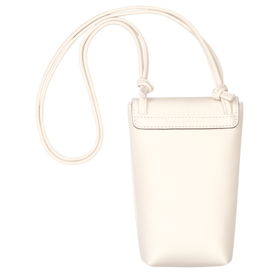 Le Pliage Xtra Phone case with leather lace Ecru - Leather | Longchamp US