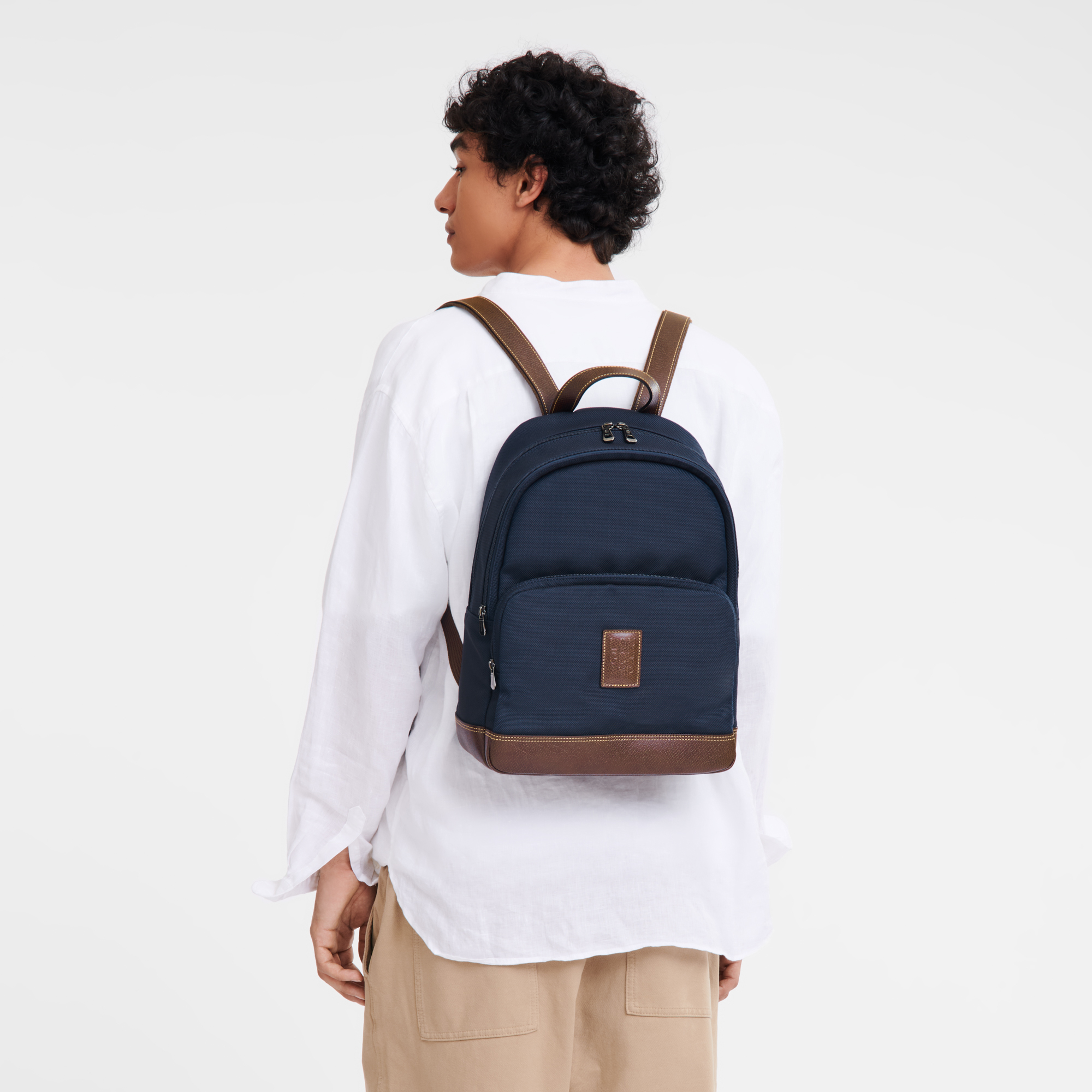 Boxford Backpack Blue - Recycled canvas | Longchamp GB