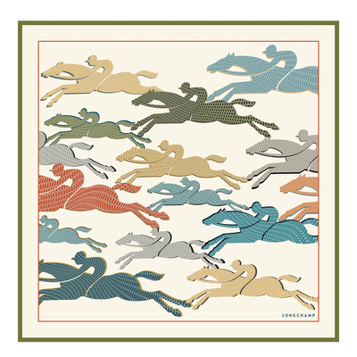 Longchamp Run Silk scarf 70 Ecru - Silk | Longchamp AZ