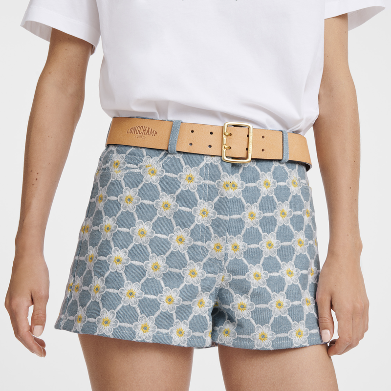 Embroidered shorts Sky Blue - Denim | Longchamp HK