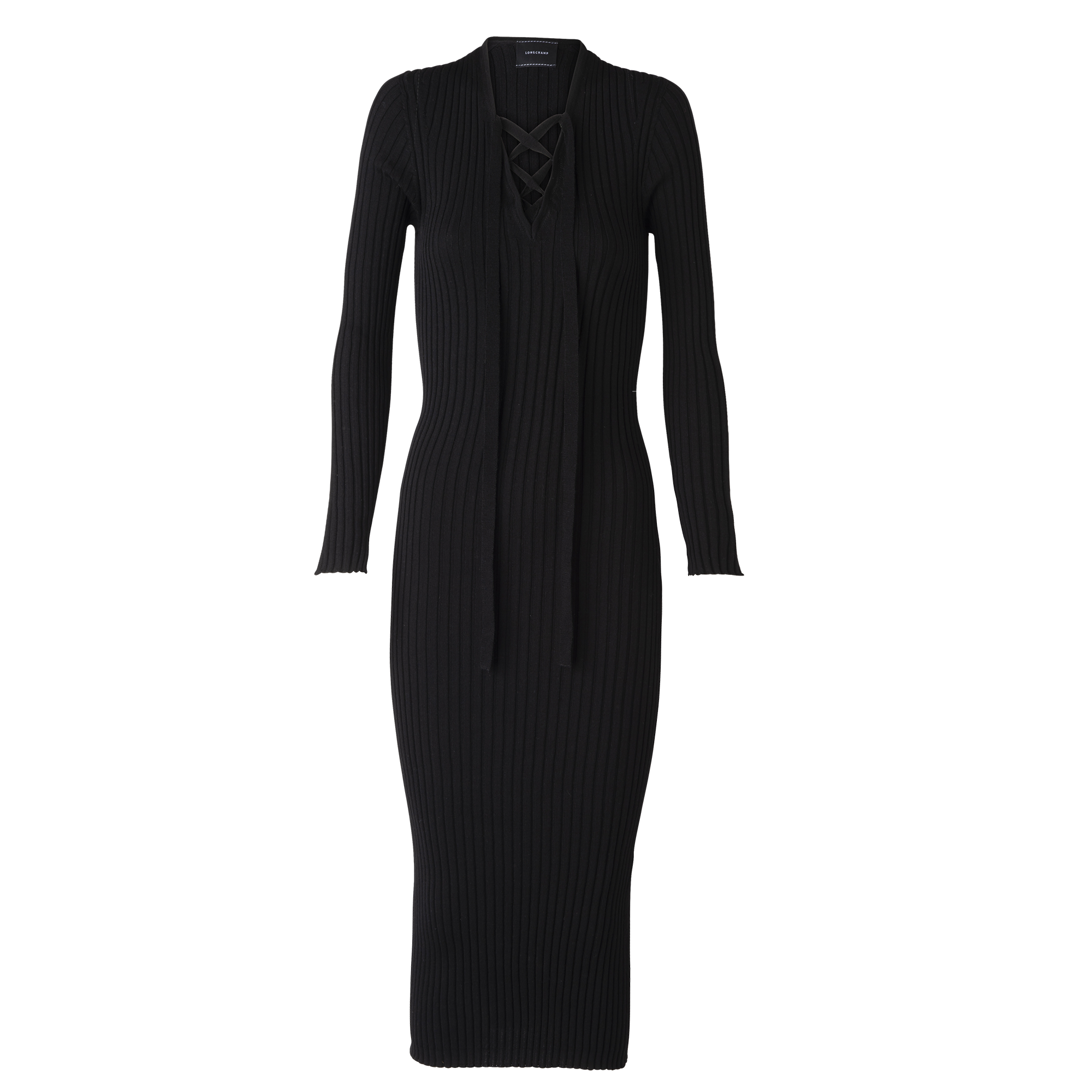 Fitted long dress Black - Knit | Longchamp IN