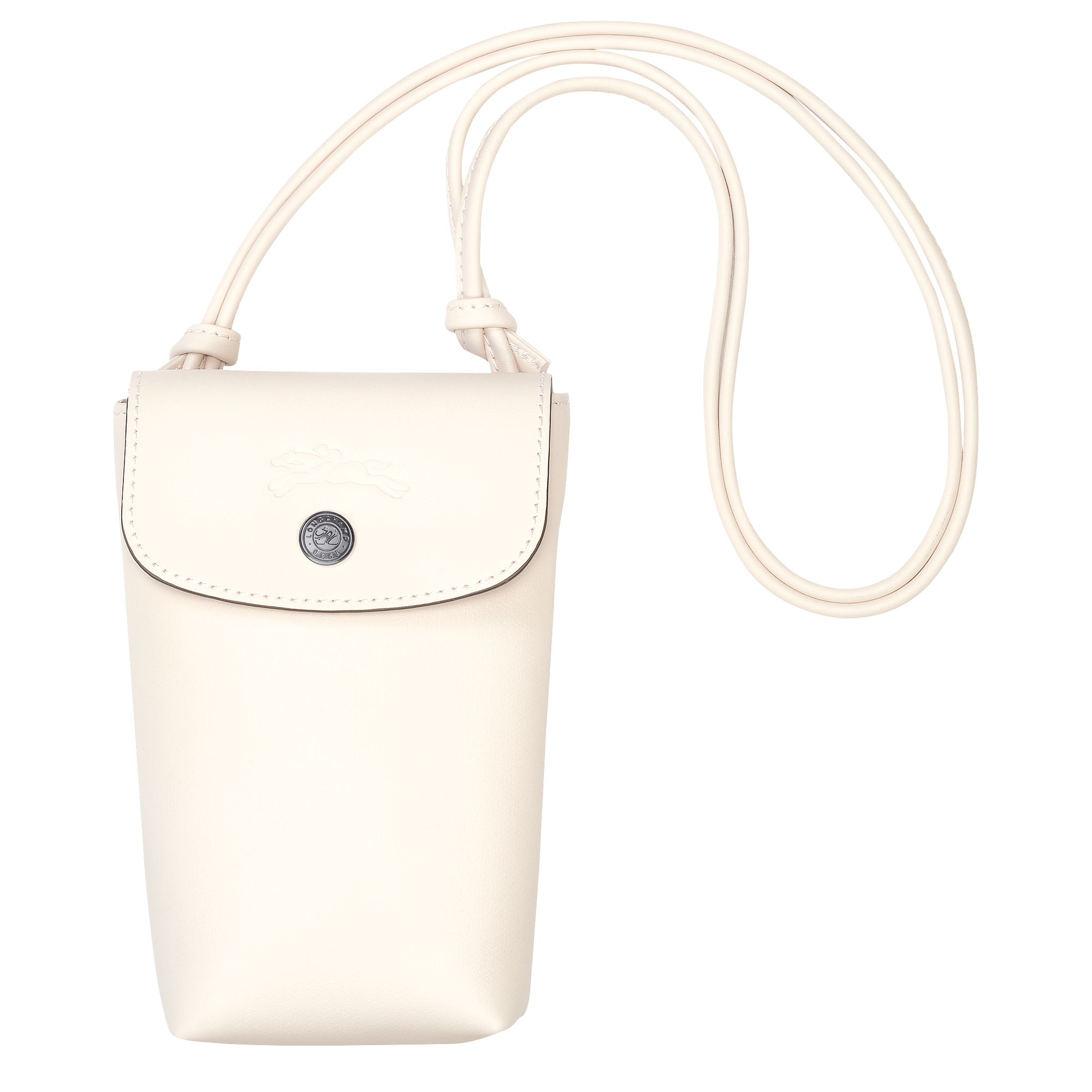 Le Pliage Xtra Phone case with leather lace Ecru - Leather | Longchamp US