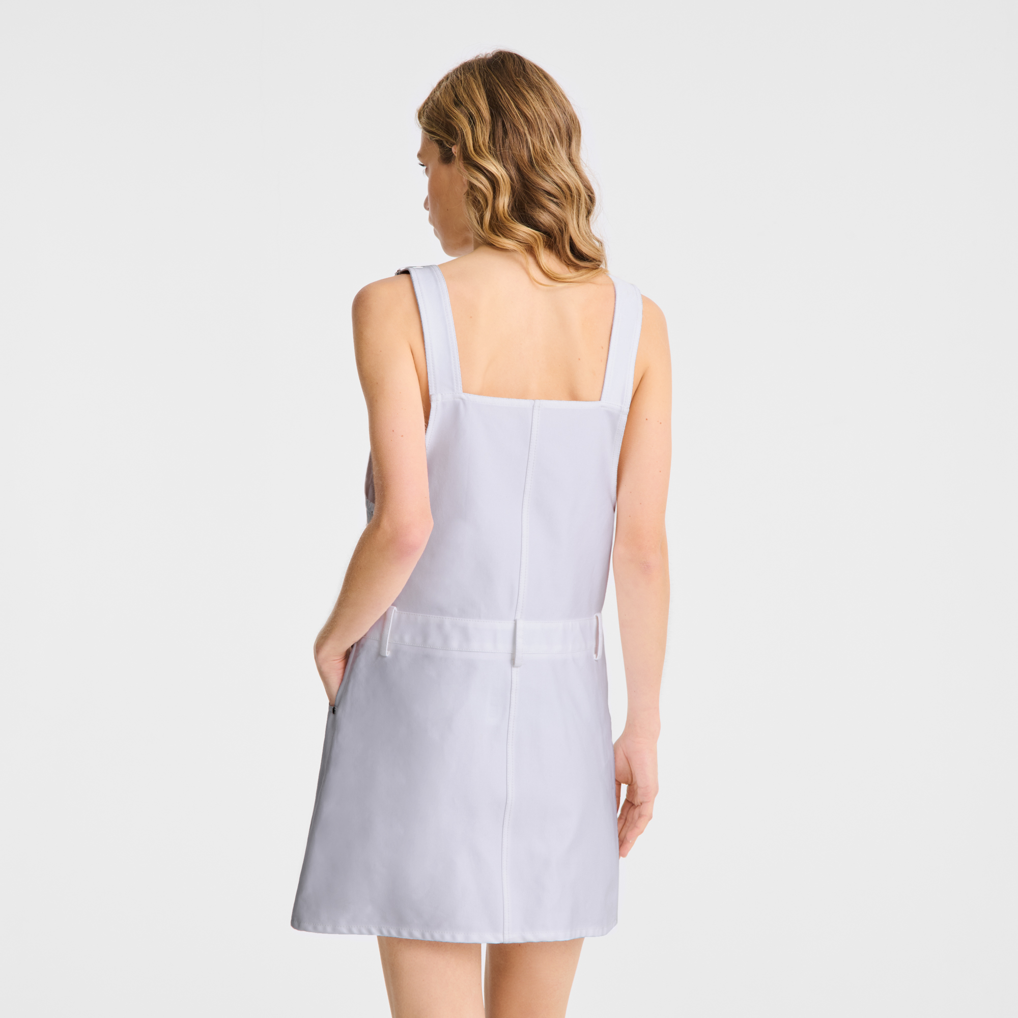 Dress White - Embroidered gabardine | Longchamp US
