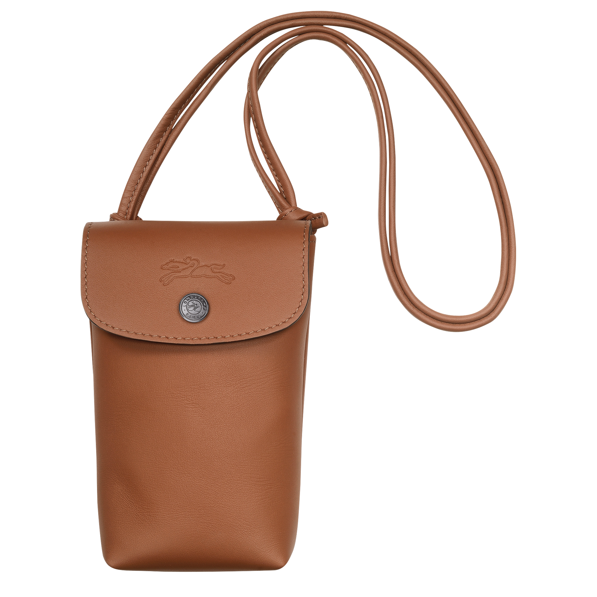 Le Pliage Xtra Phone case with leather lace Cognac - Leather ...