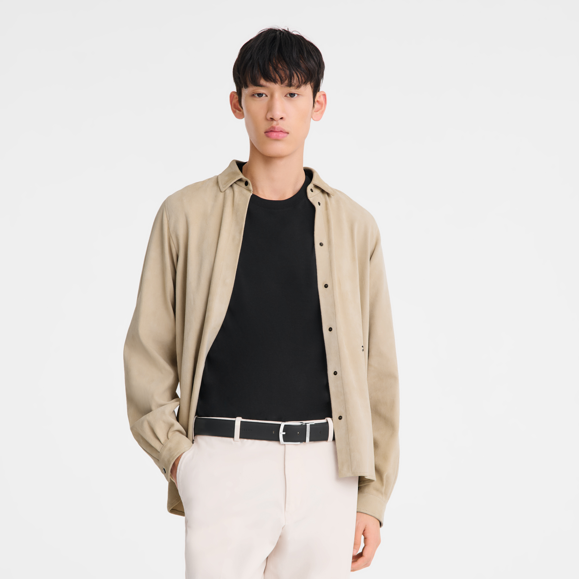 Le Foulonné Men's belt Navy/Black - Leather | Longchamp US