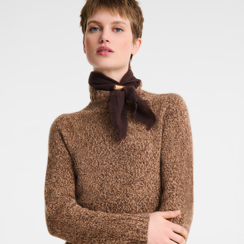 L'Hiver en Douceur Stole Mocha - Cashmere | Longchamp US